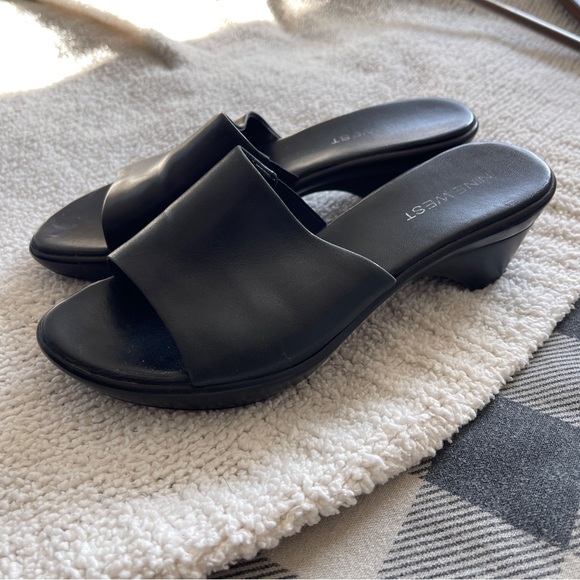 Nine West | Shoes | Nine West Miraculous Black Wedge Slides 6m | Poshmark